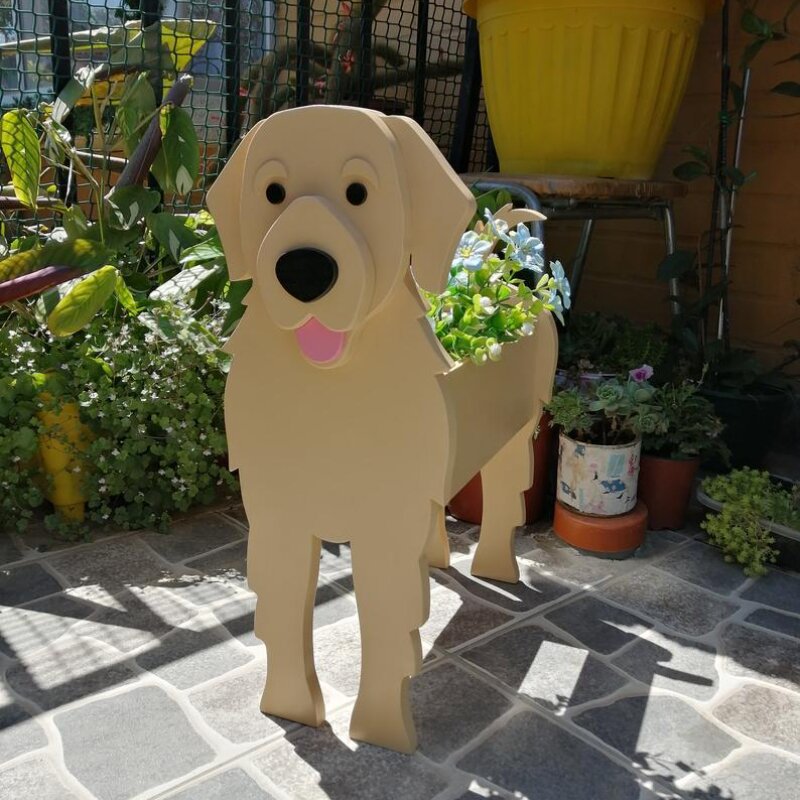 Sykixib Golden Retriever Dog Flower Pot, Cute Dog Planter for Indoor ...