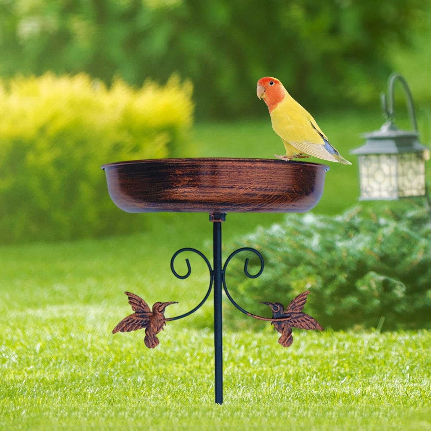 Sylchomon 31 Inch Vintage Stake Bird Bath for Outside Double Metal Bird ...