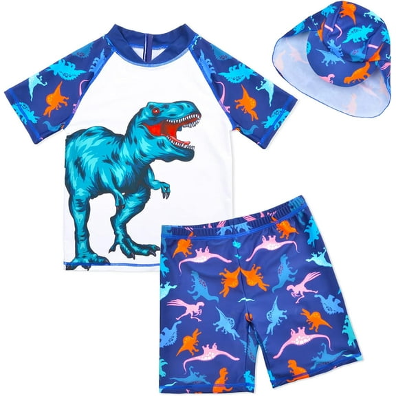 Conairie Boys Swimsuit Two Piece Stretch Rash Guard Zipper Short Sleeve ...
