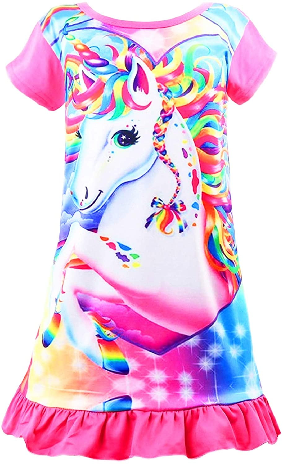 Sylfairy Unicorn Nightgown, Princess Pajama Dress for Girls (4-5 Years ...
