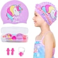 Sylfairy Kids Swim Caps (2-6), Waterproof Silicone Cap with Goggles ...