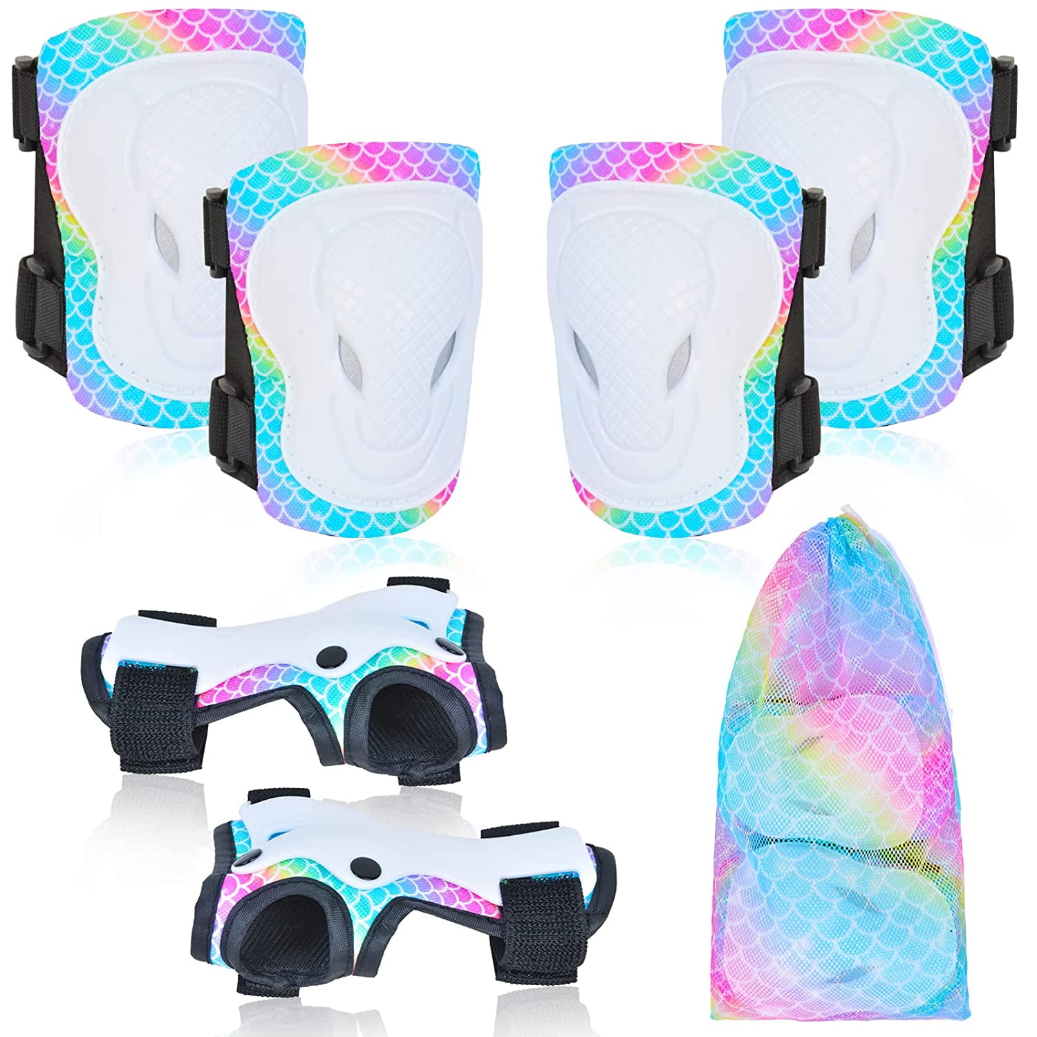Sylfairy 7 in 1 Protective Gear Set: Elbow, Knee Pads & Wrist Guards, 3 ...