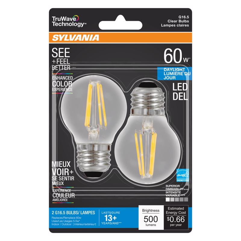 Sylvania Truwave G16.5 E26 (Medium) LED Bulb Daylight 60 Watt ...