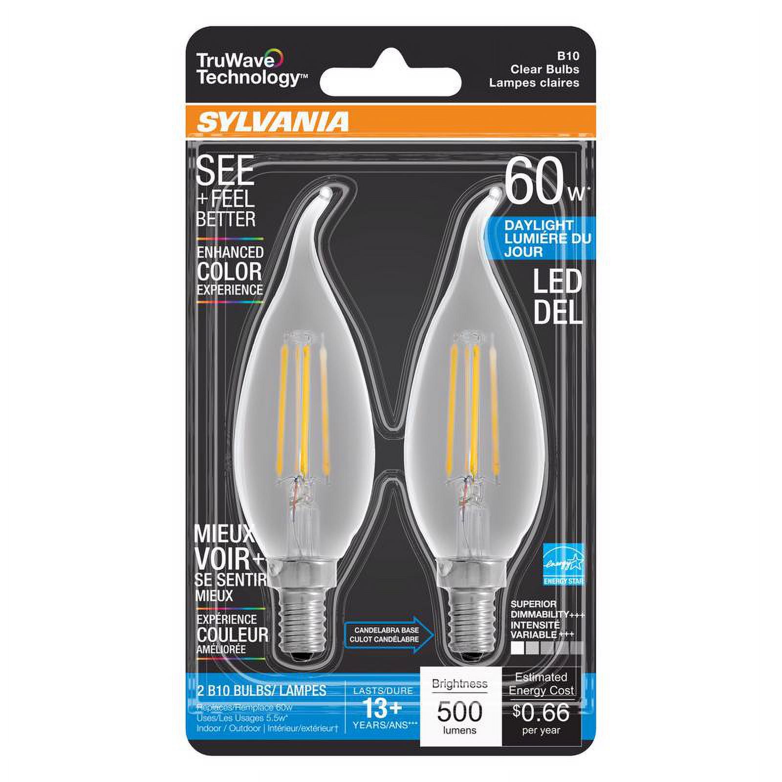 Sylvania 40759 Natural LED B10 Bulb, 5.5W, Clear - Walmart.com