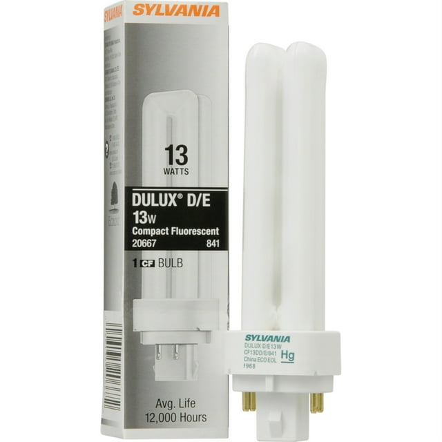 Sylvania Bulb,CFL,13W,T4,G24q-1,4-Pin,Base,Doub S6732 - Walmart.com