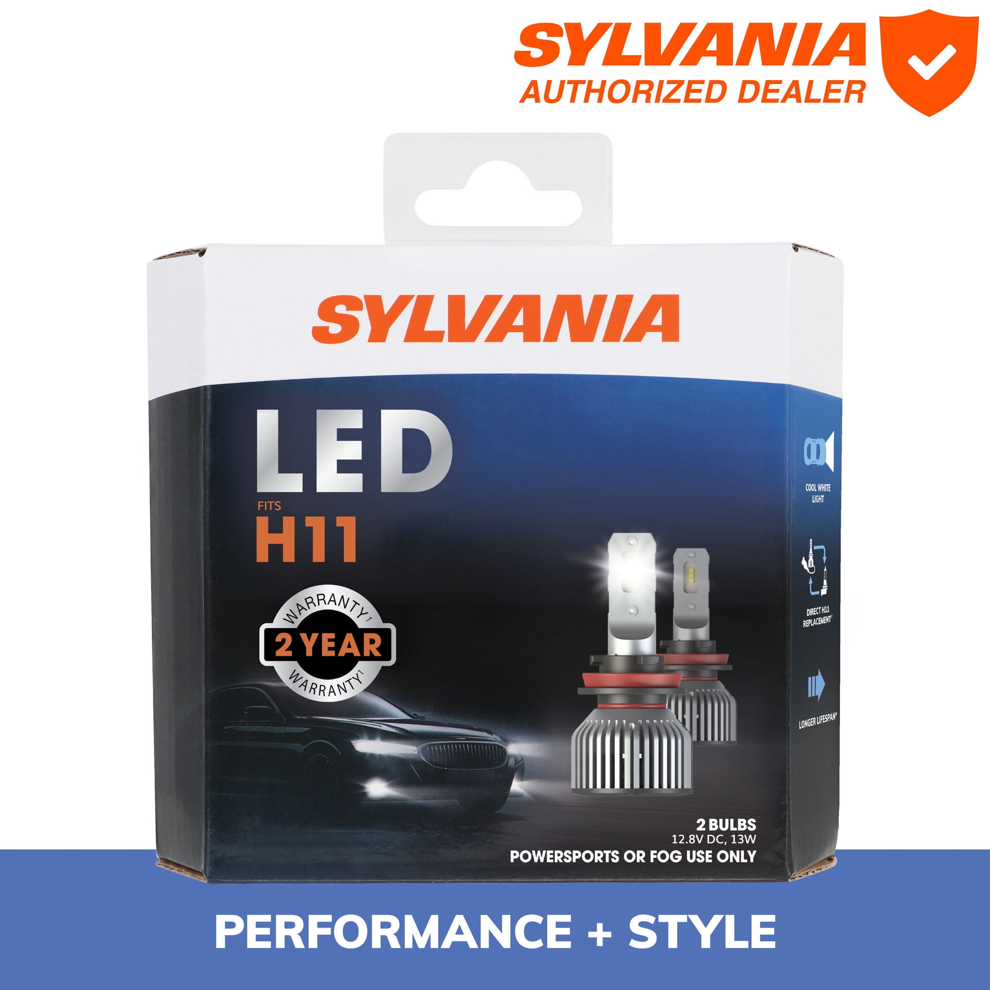 Sylvania, LED Fog Light and Powersport Bulb, 2 pack, 6000K White ...