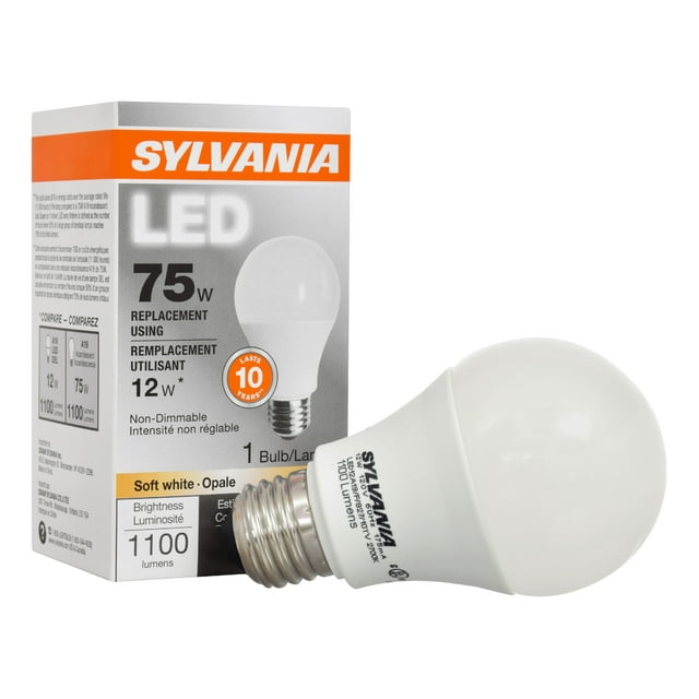 Sylvania LED Light Bulb, A19, 75W Equivalent, Soft White - Walmart ...