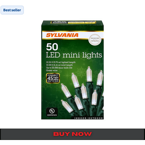 Sylvania LED Series Warm White Mini Lights – 50 Count, Green Wire ...