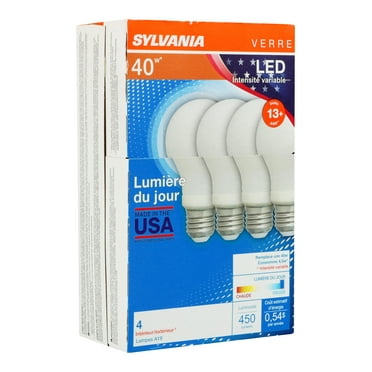 SYLVANIA LED Light Bulb, A19, 8.5W, Medium Base, 5000K, Daylight, 4 Pack - Walmart.com