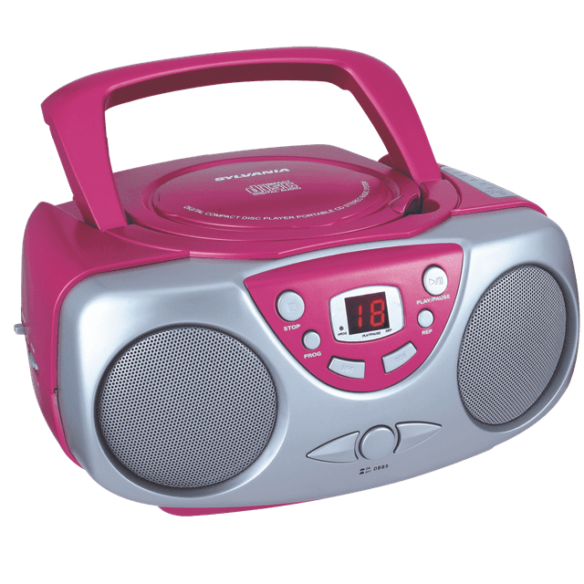 Sylvania SRCD243M Portable CD Boom Box with AM/FM Radio - Pink ...