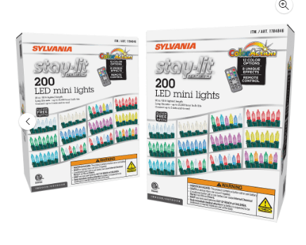 Sylvania Stay-Lit Color Action Mini Lights - 2 Strings,200 Lights Per ...