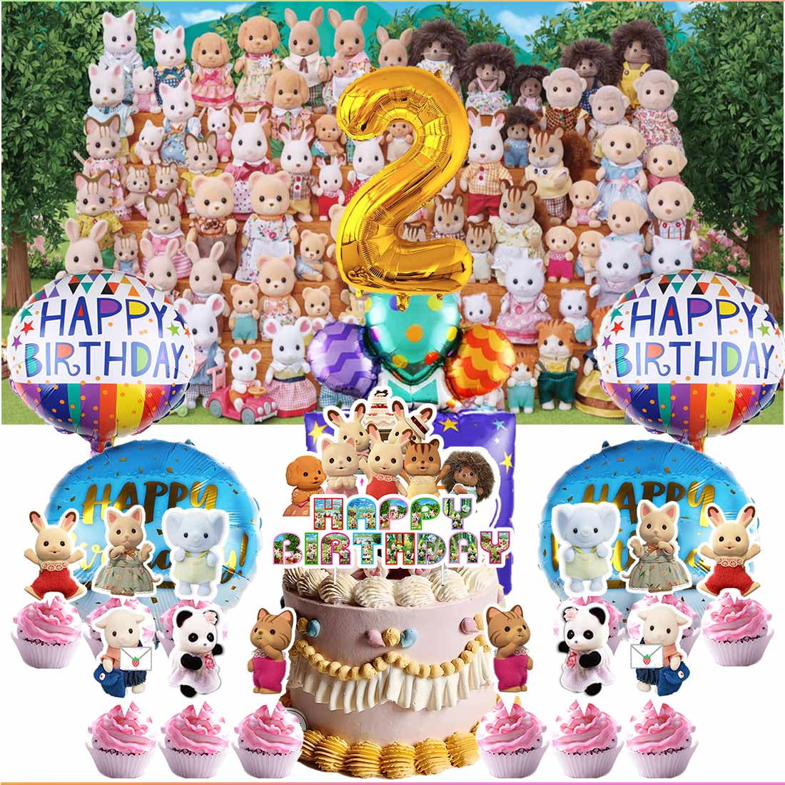 Sylvanian Families Party Supplies Decor 2nd Kit Balloons Birthday Cake ...
