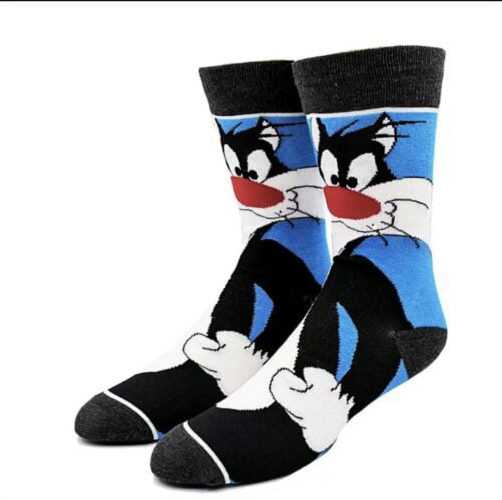 Sylvester Cartoon Socks, Fun Novelty Mens/Womens Crew Character Socks ...