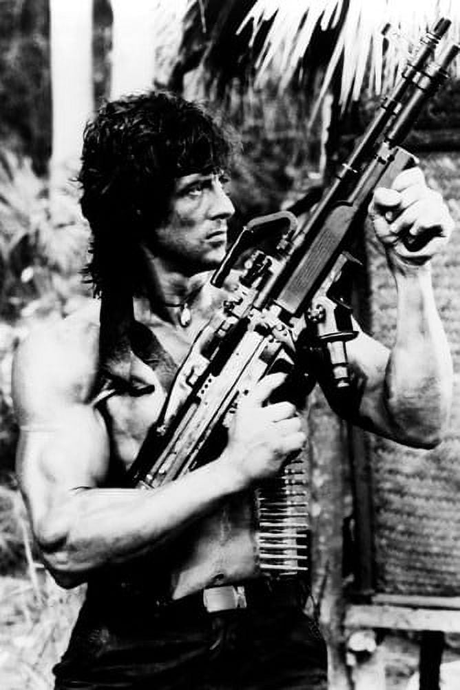 Sylvester Stallone 24x36 Poster with machine gun as Rambo - Walmart.com