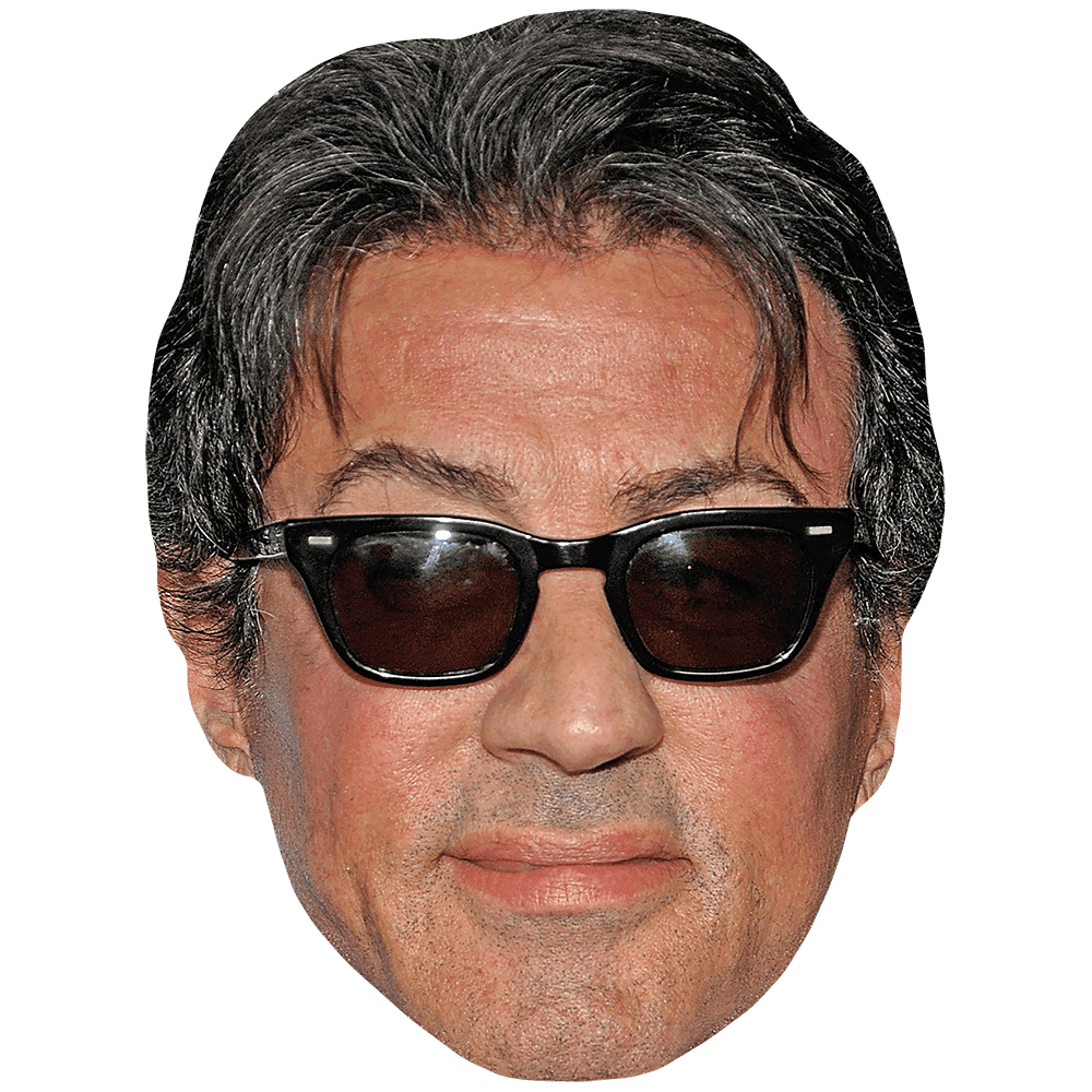 Sylvester Stallone (Sunglasses) Celebrity Mask, Flat Card Face, Fancy ...