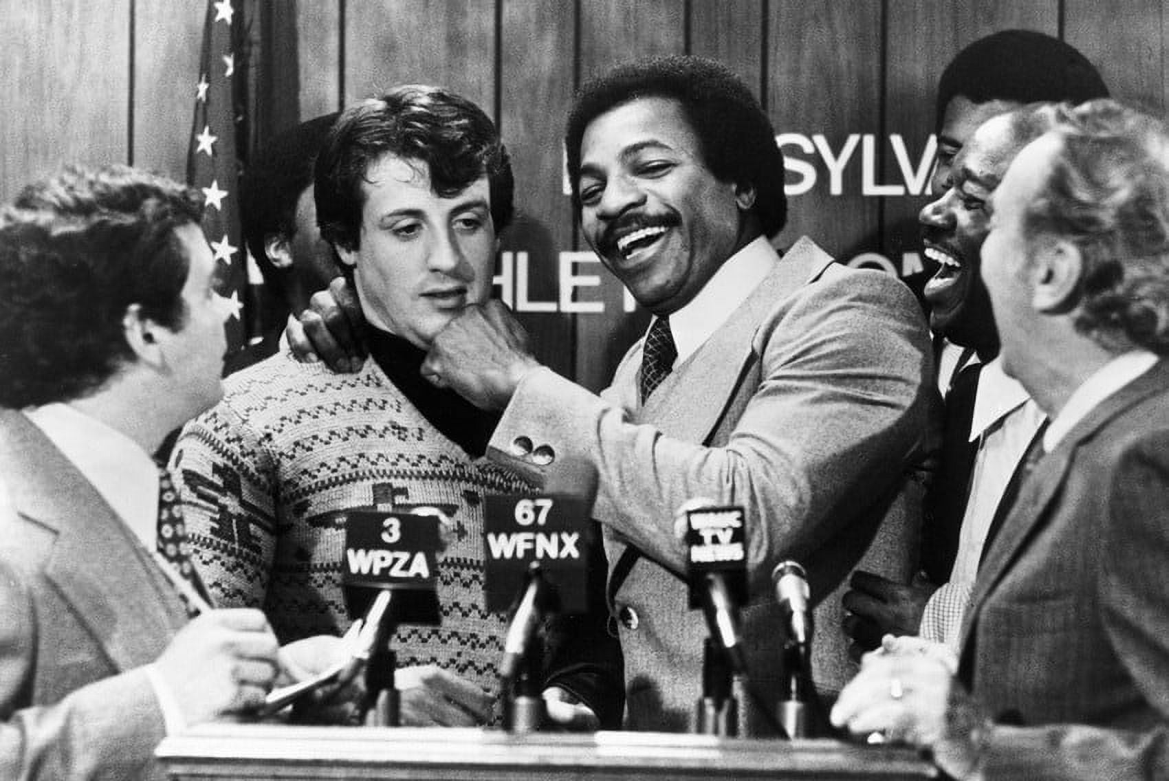 Sylvester Stallone and Carl Weathers in Rocky press conference 24x36 ...