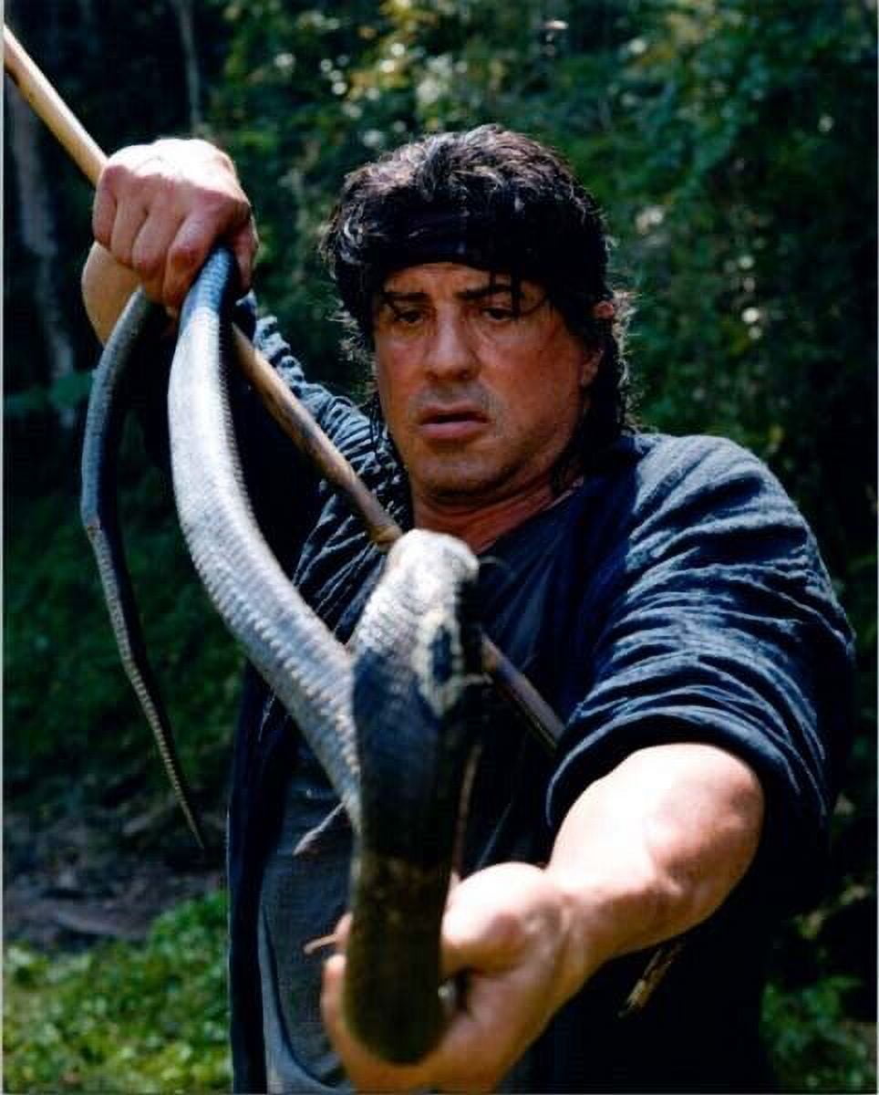 Sylvester Stallone tackles huge snake in 2008 Rambo 8x10 inch photo ...