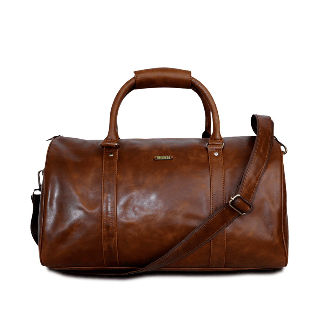Sylvester Shoulder Strap Duffle Bag - Tan Leather, Unisex, Ideal for 3 ...
