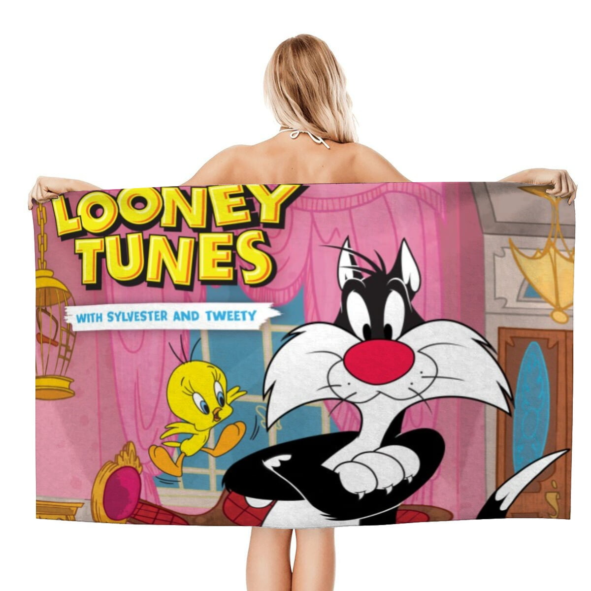 Sylvester and Tweety Pie-theme Gifts Quick-dry Beach Towel for Women Girl Birthday Inspired Fan ...