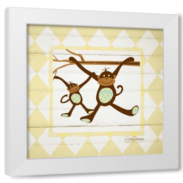 Sylvia Murray 12x12 White Modern Wood Framed Wall Art Titled - Monkeys ...