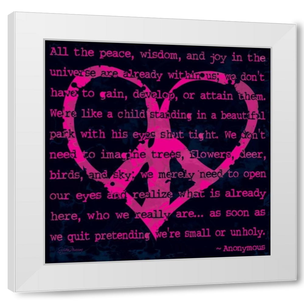 Sylvia Murray 12x12 White Modern Wood Framed Wall Art Titled - Peace ...