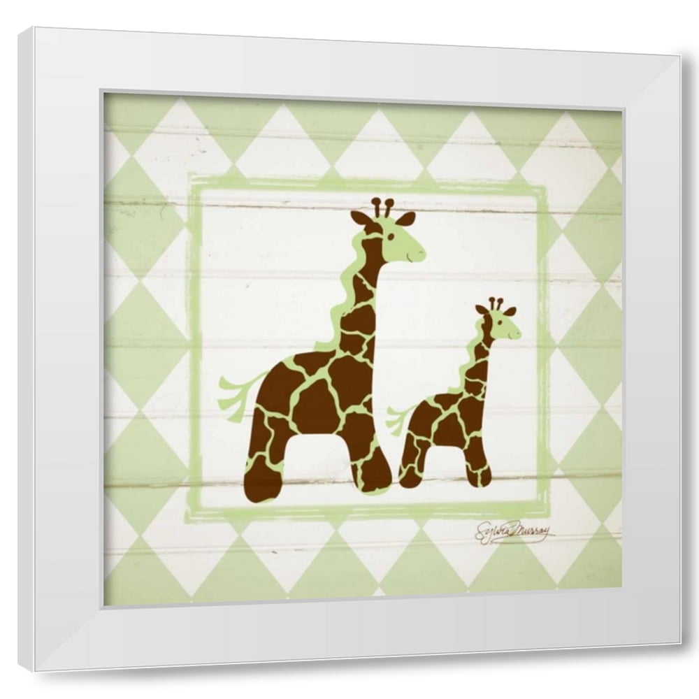 Sylvia Murray 15x15 White Modern Wood Framed Wall Art Titled - Giraffes ...