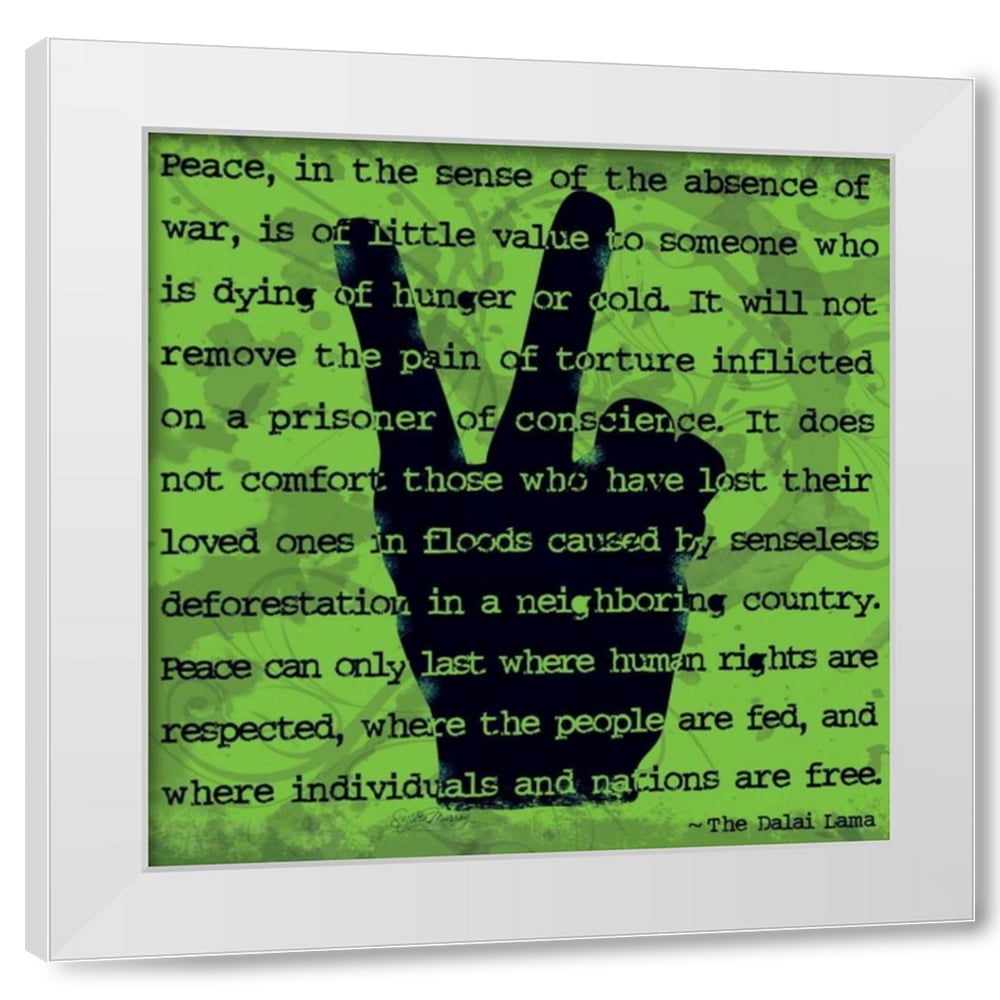 Sylvia Murray 20x20 White Modern Wood Framed Wall Art Titled - Peace ...