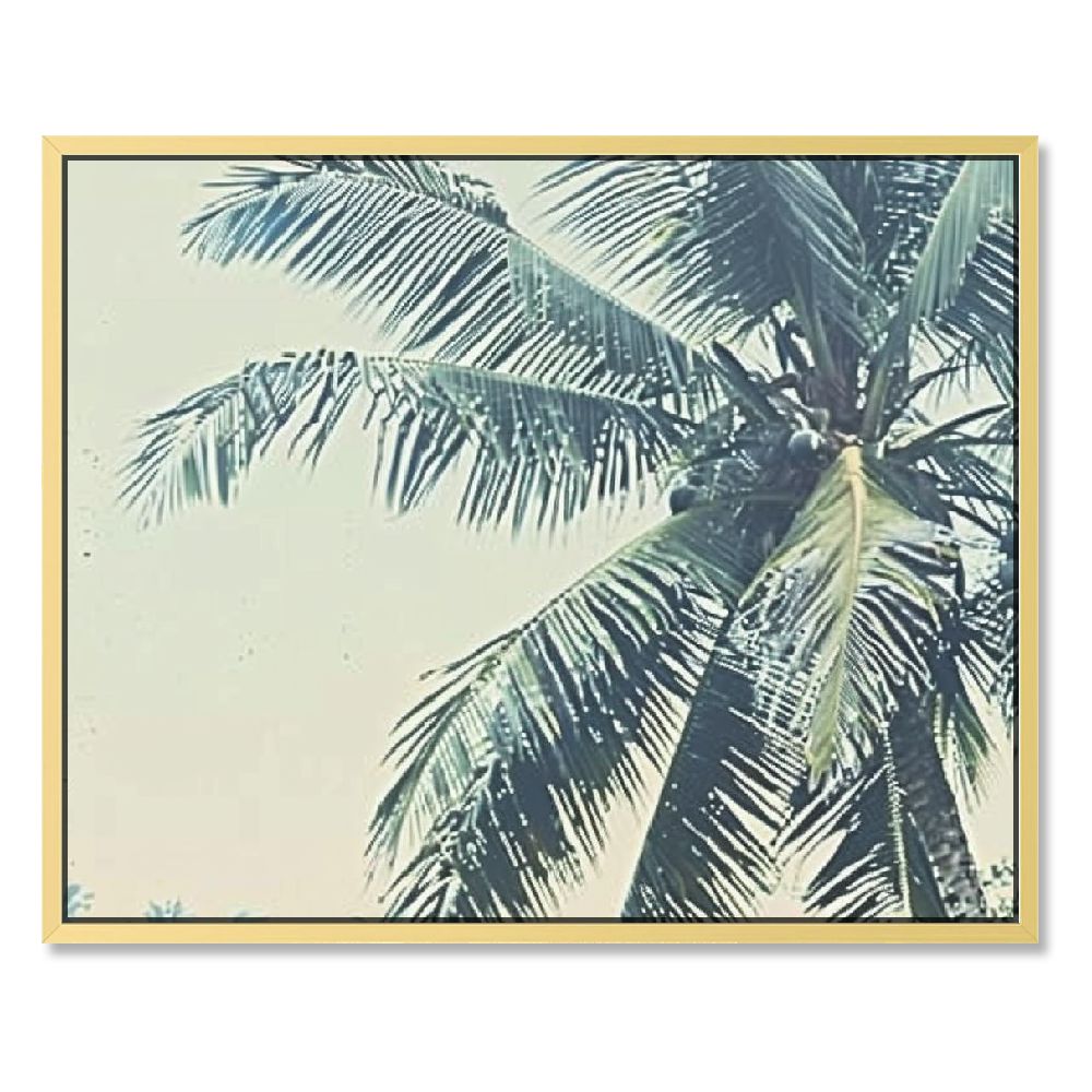 Sylvie Pale Green Coconut Palm Trees Framed Canvas Wall Art by The ...