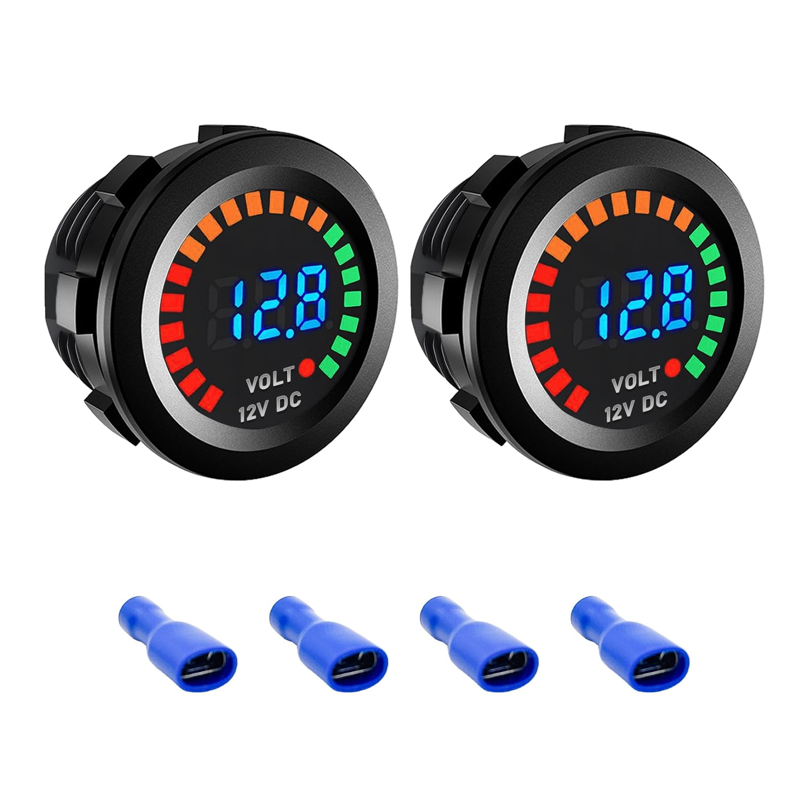 Sylvil 2 PCS Waterproof Voltmeter for Car, DC 12V LED Digital Display ...