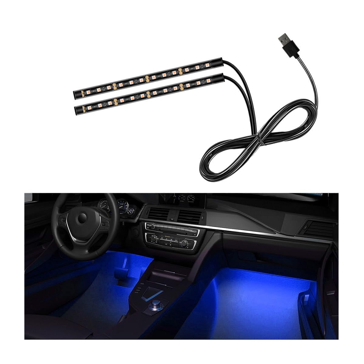 Sylvil Car LED Strip Light, 24 LEDs RGB Neon Interior Atmosphere Lights ...