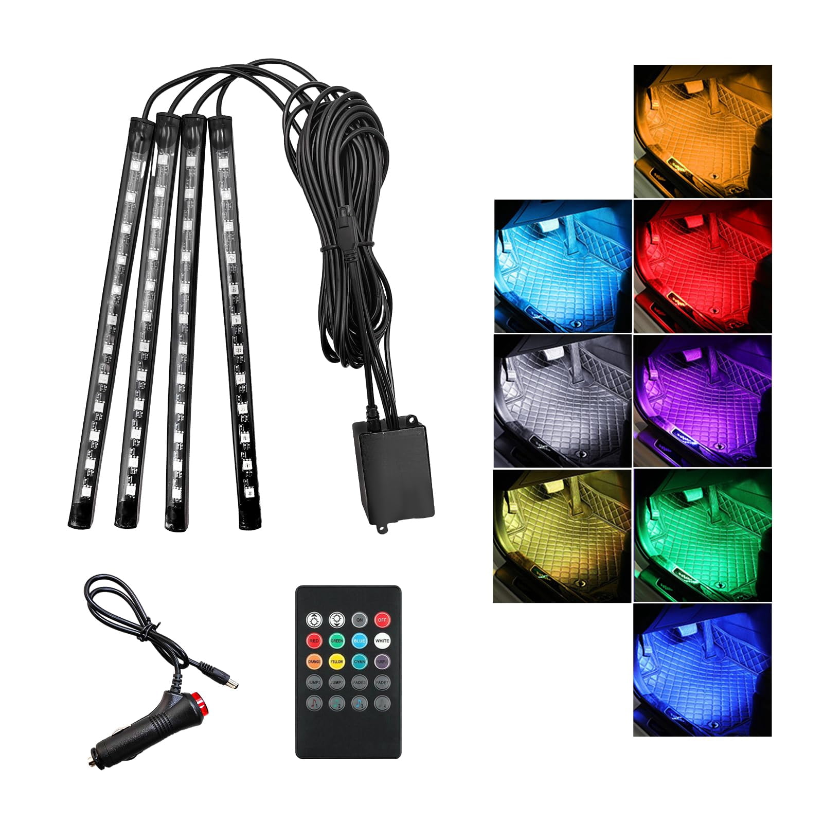 Sylvil Car Led Interior KEF16 Lights, RGB 48 Auto Strip Light with ...