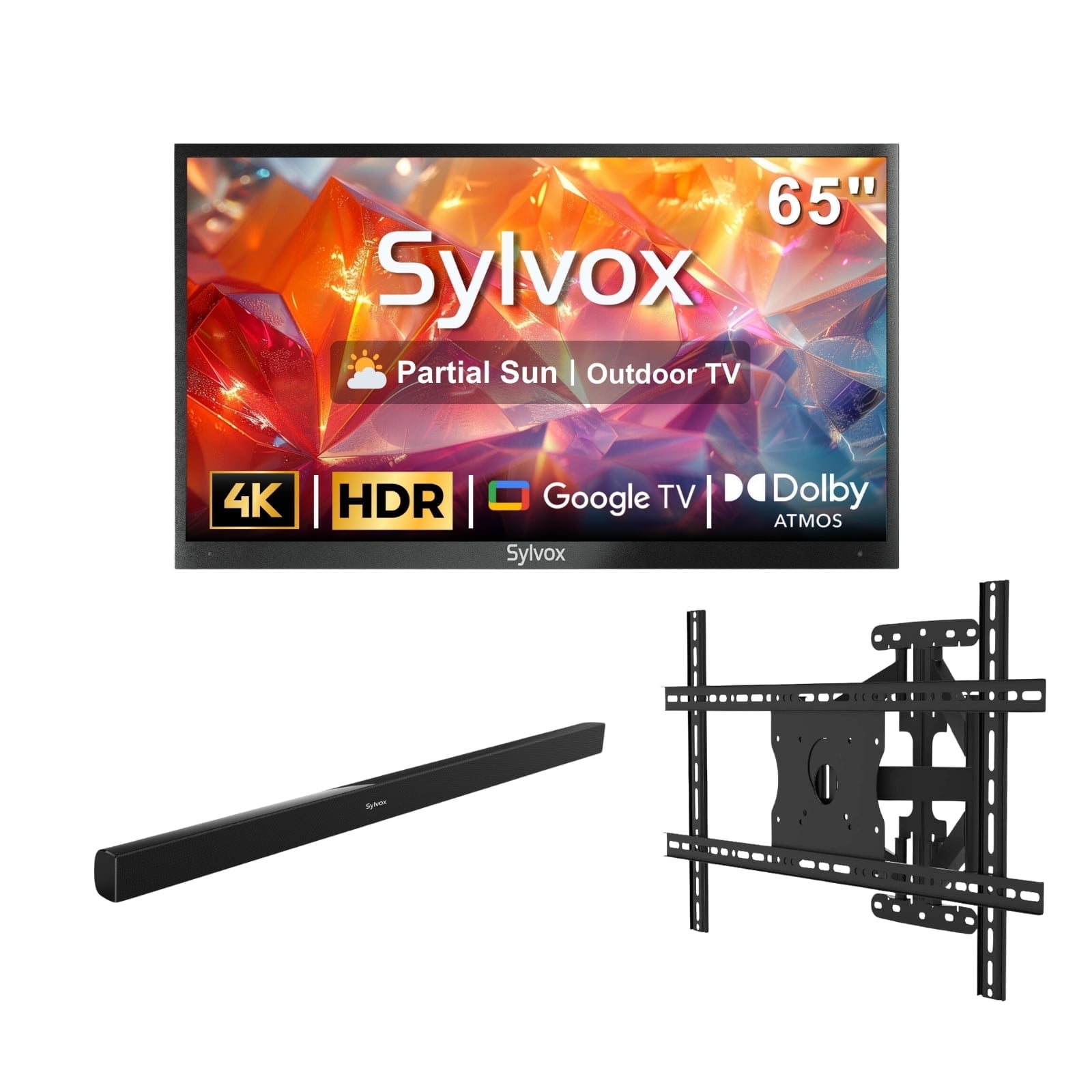 Sylvox 65 inch Big Screen 4K UHD LED Smart TV, Full Sun Outdoor, 2000 ...
