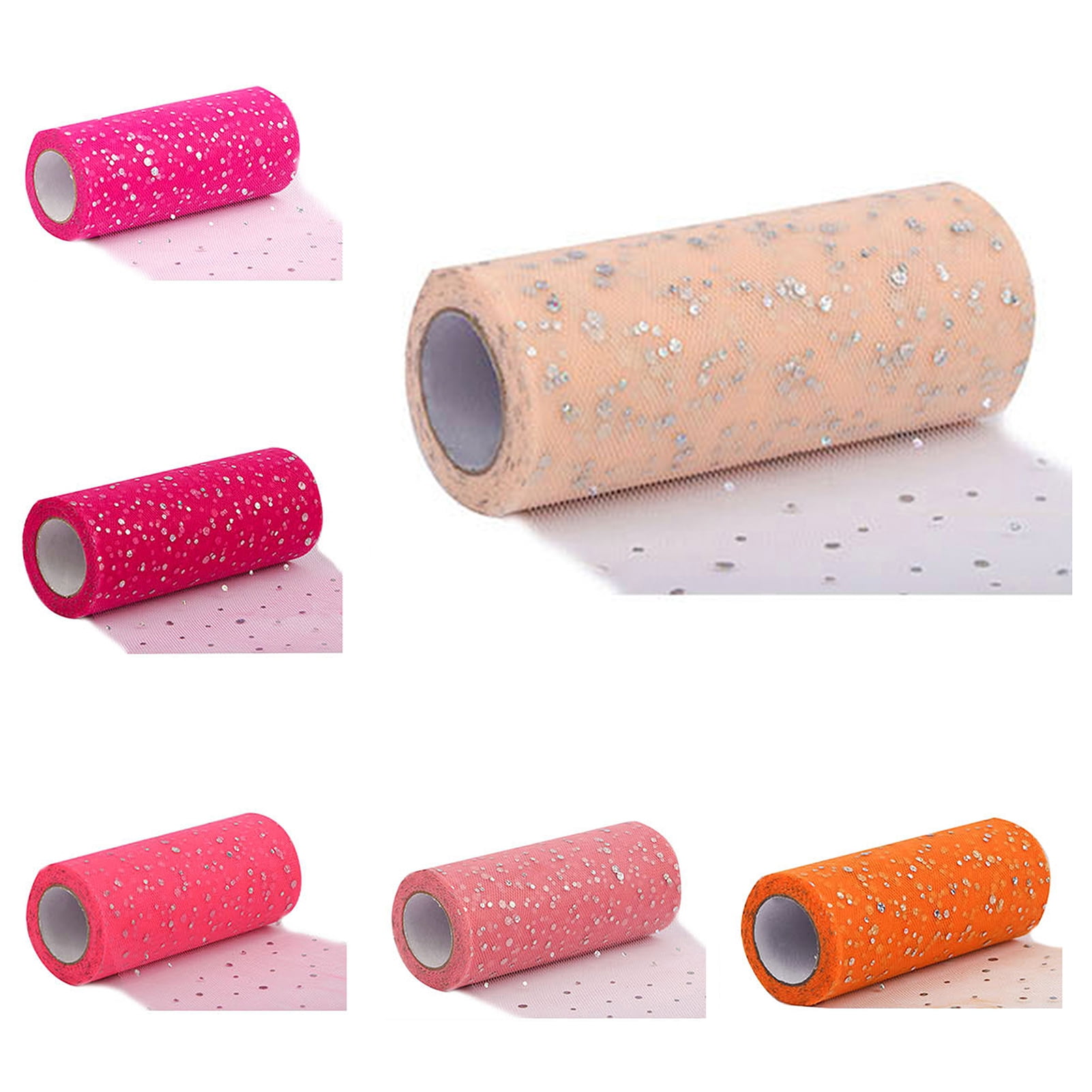 Sylvtty 1 Roll Glitter Trimming Tulle Roll No Odor Net Yarn Wreath ...