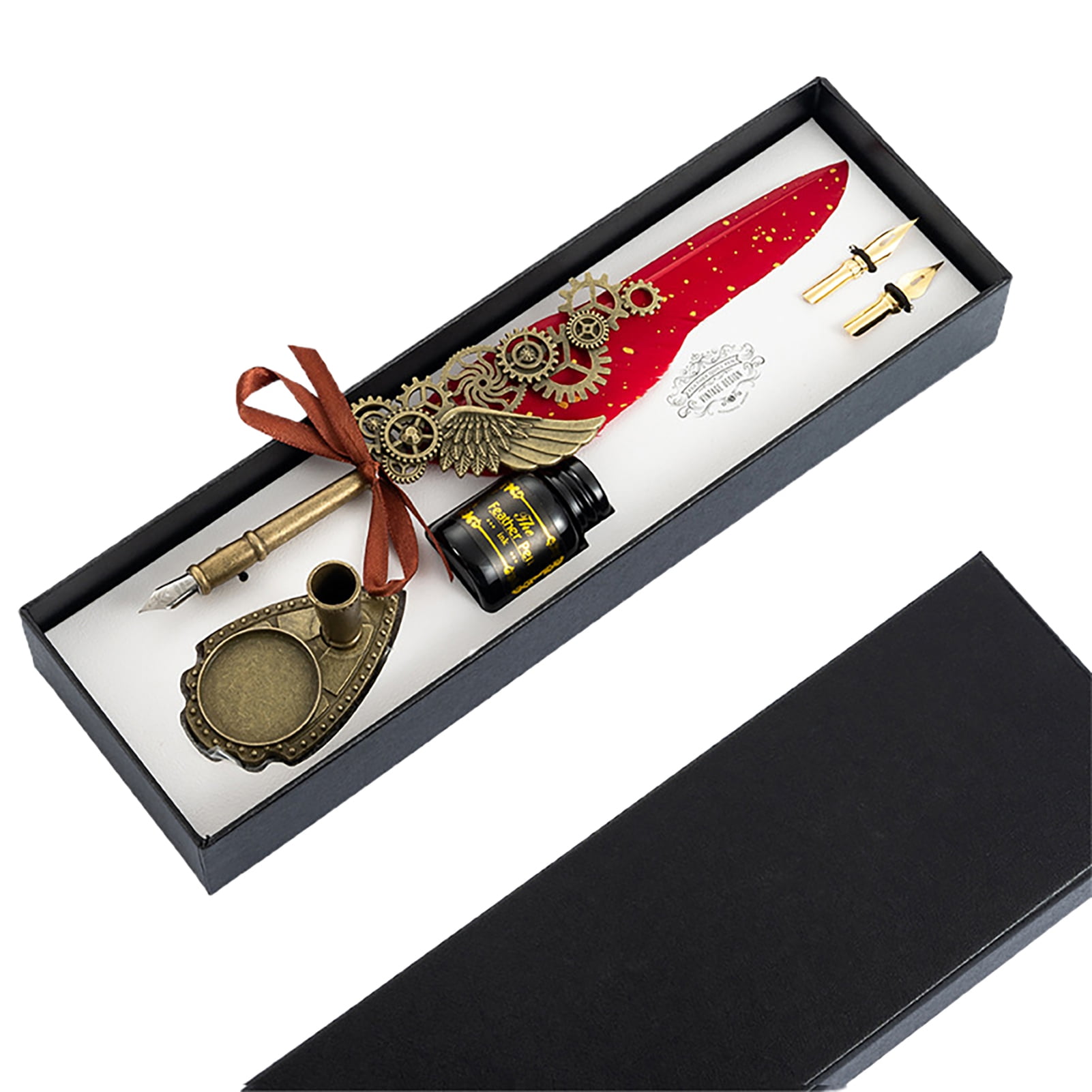 Sylvtty 1 Set 0.5mm Smooth Writing Quill Pen Set Eye-catching Copper ...