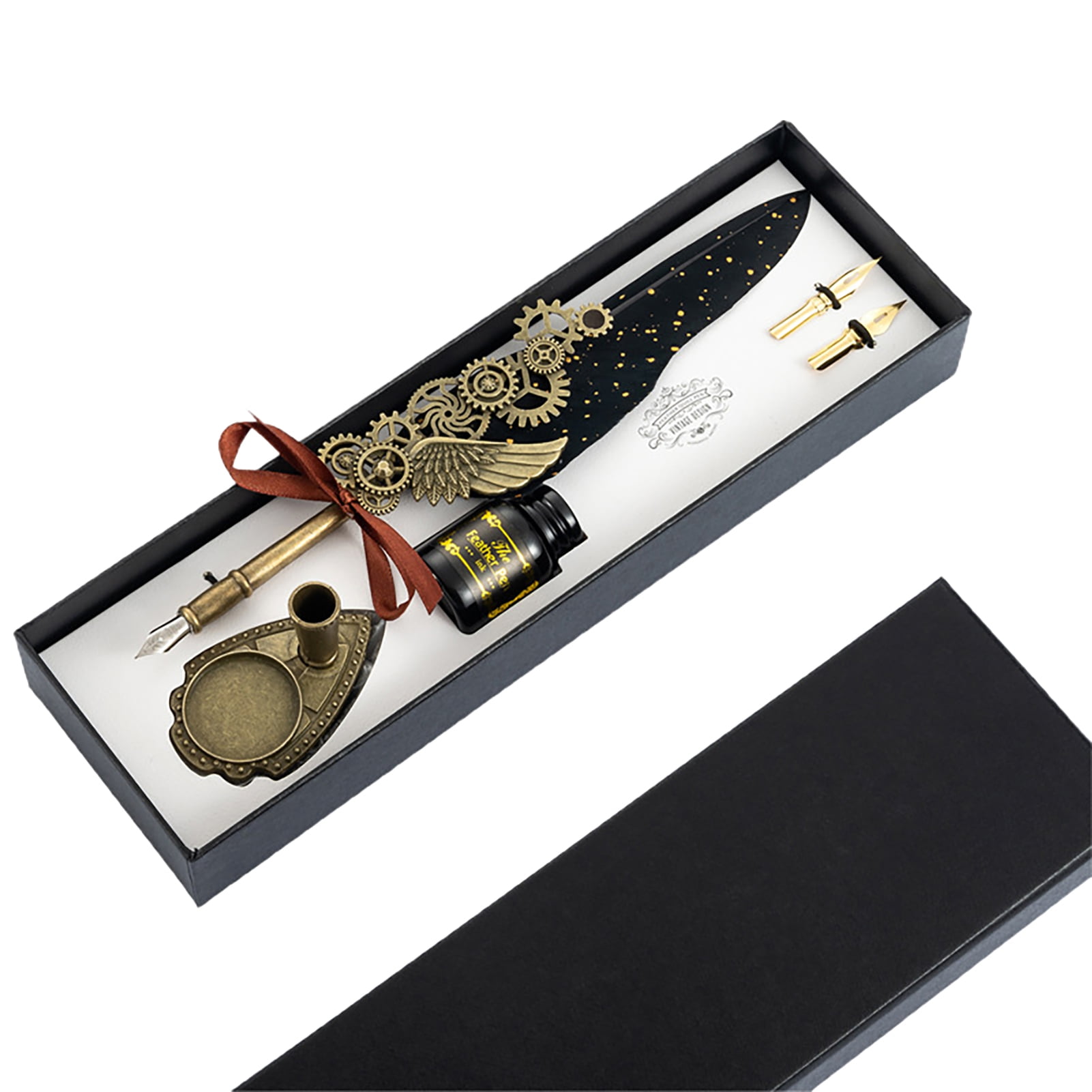 Sylvtty 1 Set 0.5mm Smooth Writing Quill Pen Set Eye-catching Copper ...