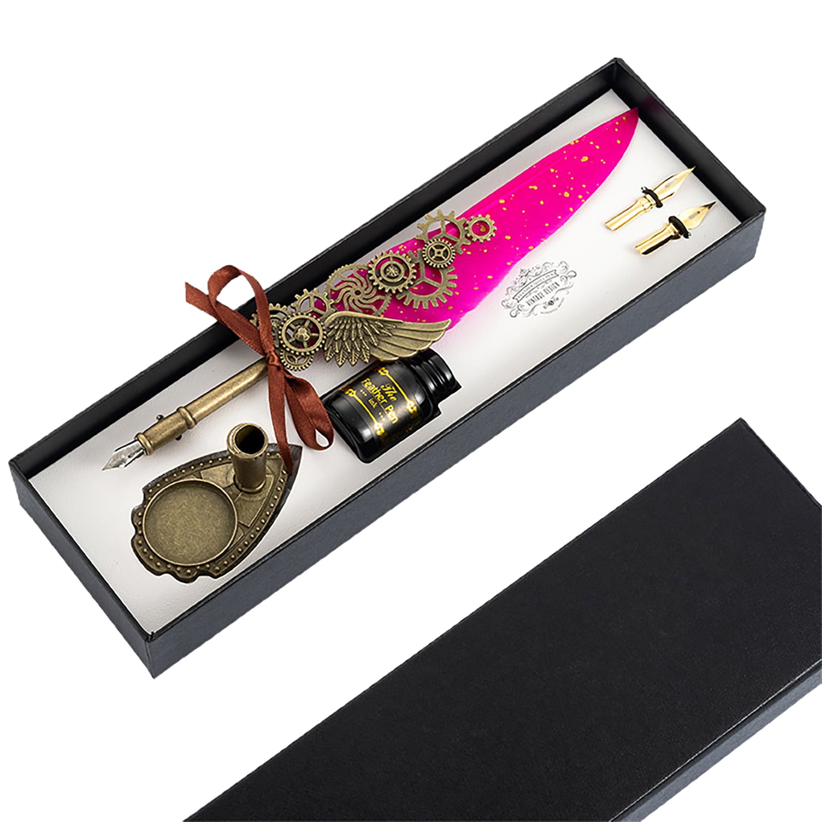 Sylvtty 1 Set 0.5mm Smooth Writing Quill Pen Set Eye-catching Copper ...