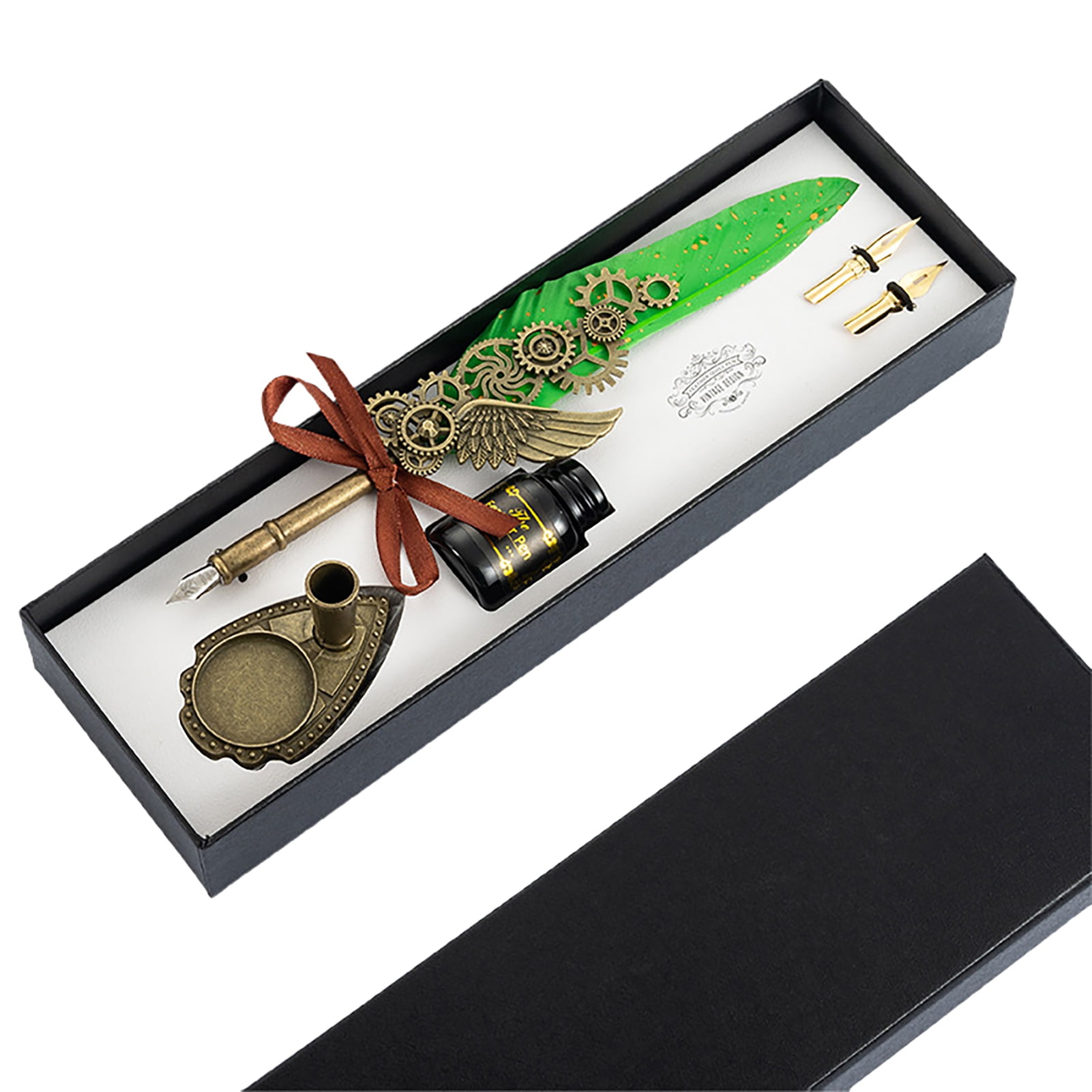 Sylvtty 1 Set 0.5mm Smooth Writing Quill Pen Set Eye-catching Copper ...