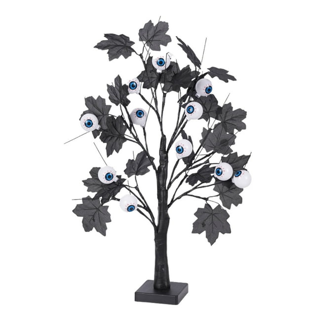 Sylvtty 24 Inches Halloween Tree with Light LED Glowing Tree with Ghost ...