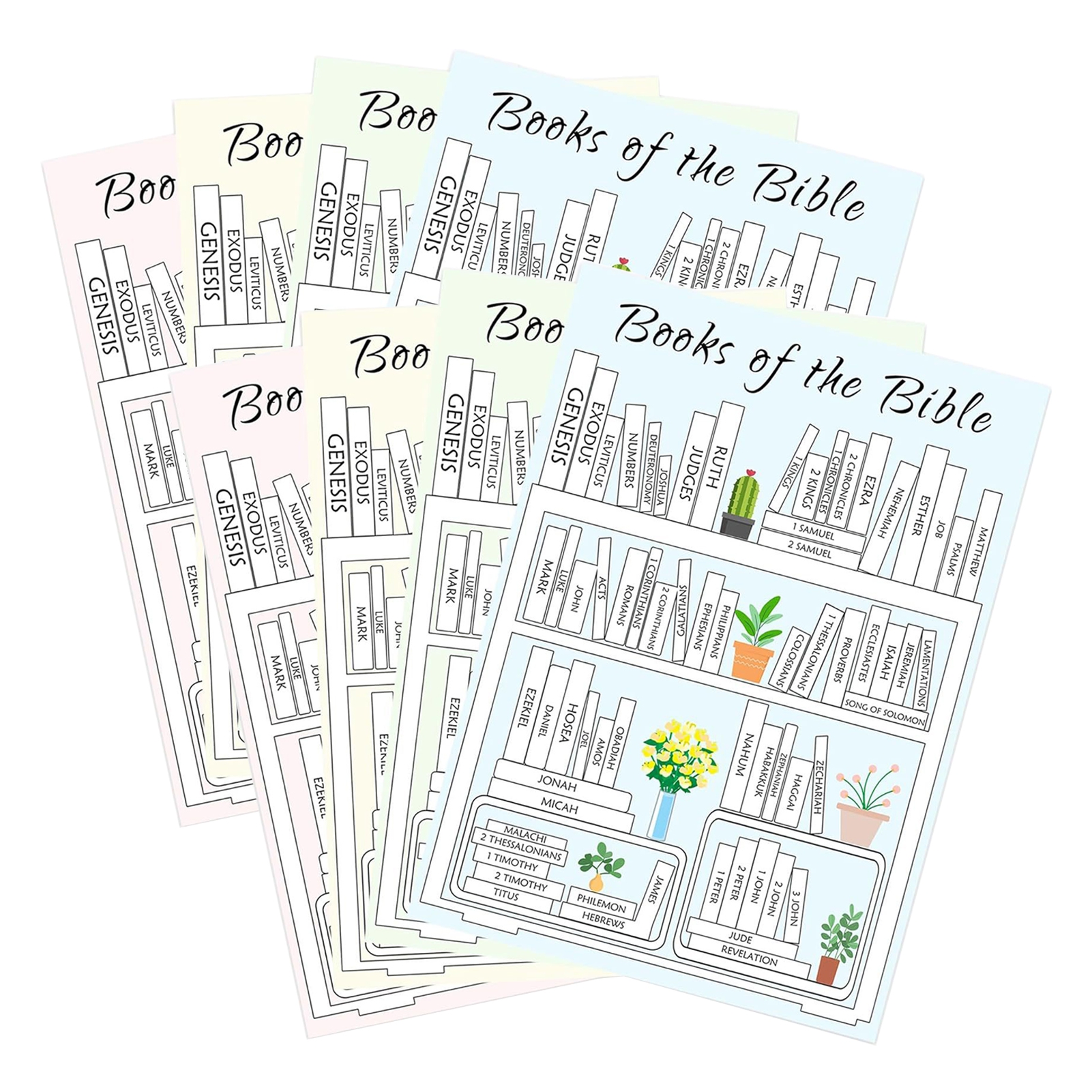 Sylvtty 4/8Pcs Christian Bible Book Stickers Bookshelf Display Bible ...