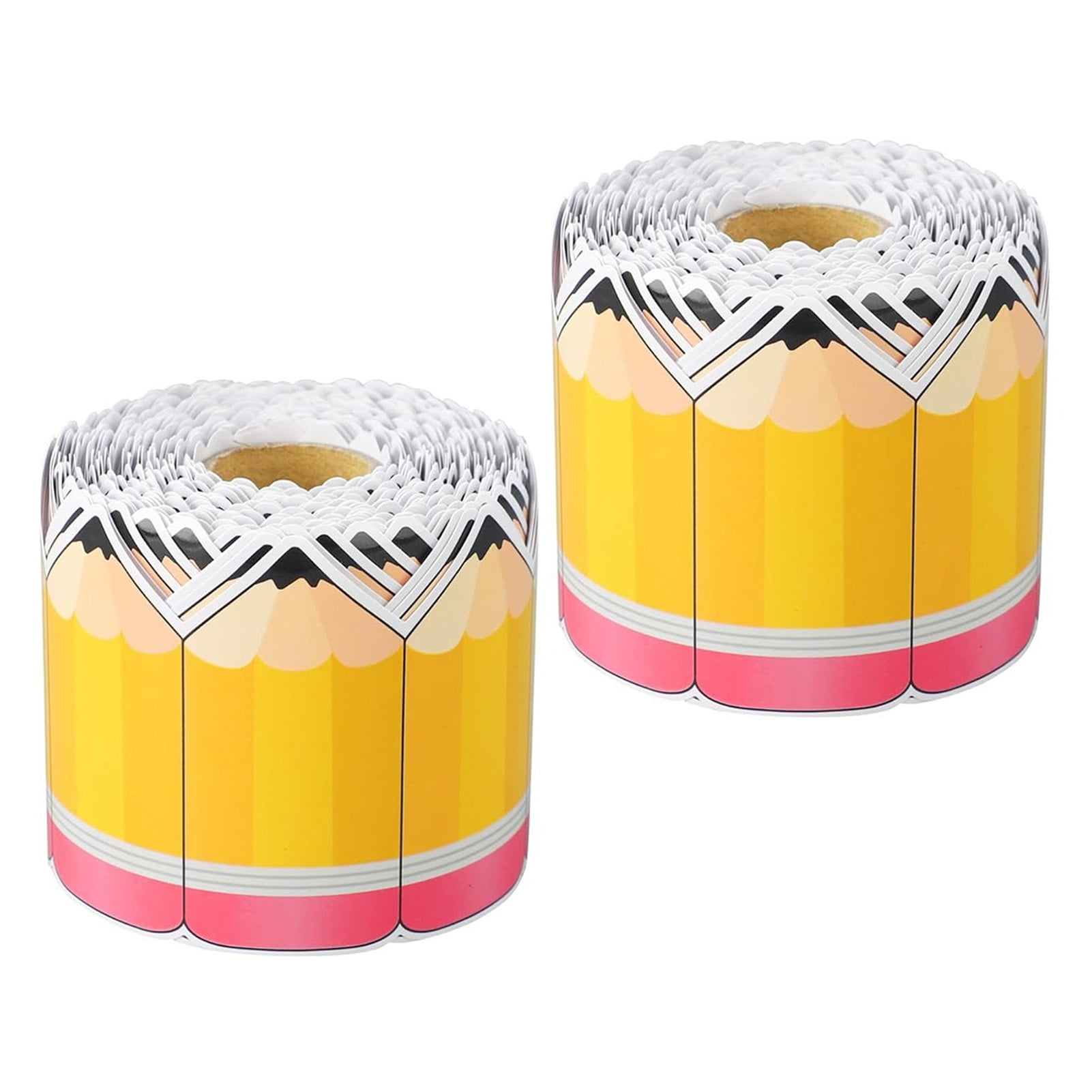 Sylvtty 59Ft Pencils Bulletin Board Borders Pencil Paper Die-Cut Rolled ...