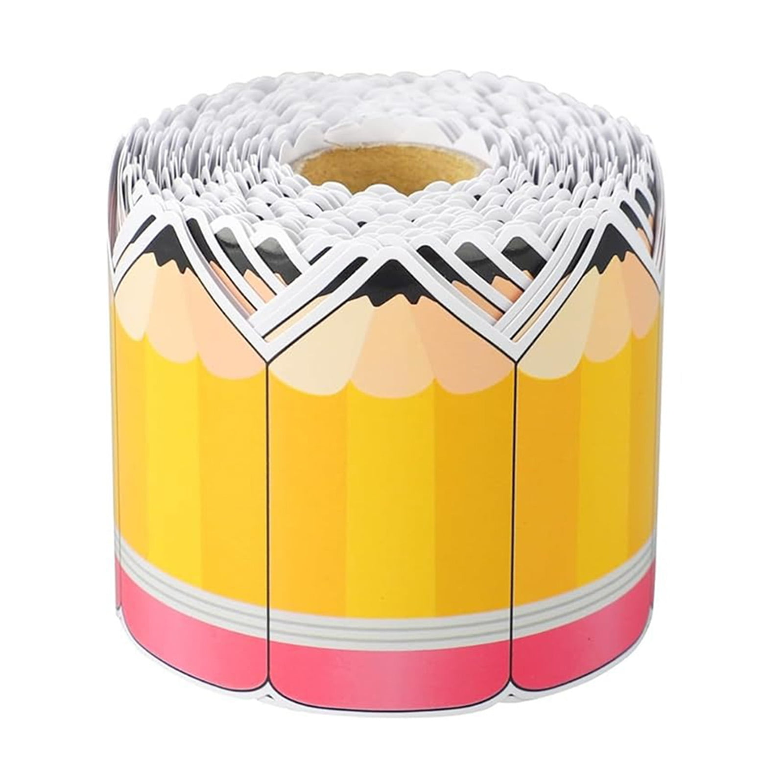 Sylvtty 59Ft Pencils Bulletin Board Borders Pencil Paper Die-Cut Rolled ...