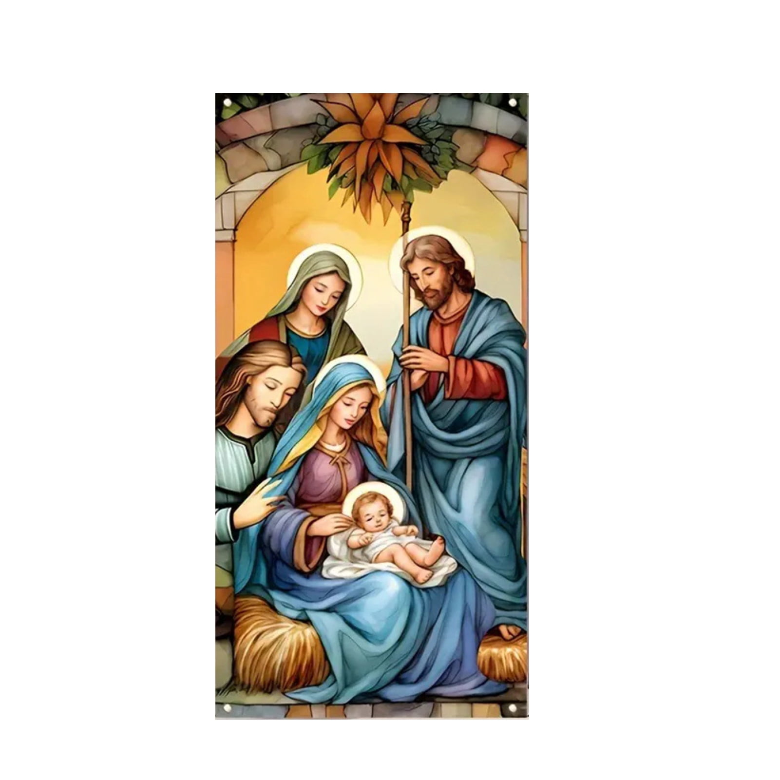 Sylvtty Christmas Nativity Door Cover Jesus Holy Night Banner Xmas Door ...