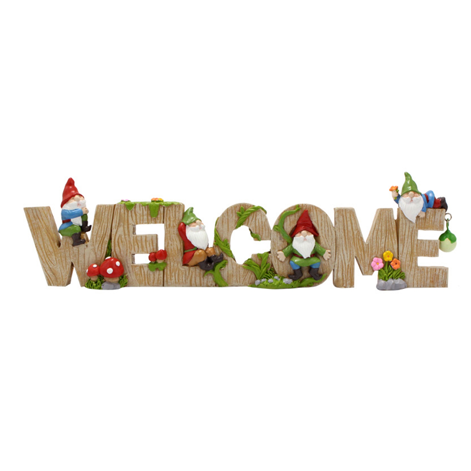 Sylvtty Dwarf Welcome Sign Resin Cartoon Dwarf Ornament Garden Gnome ...