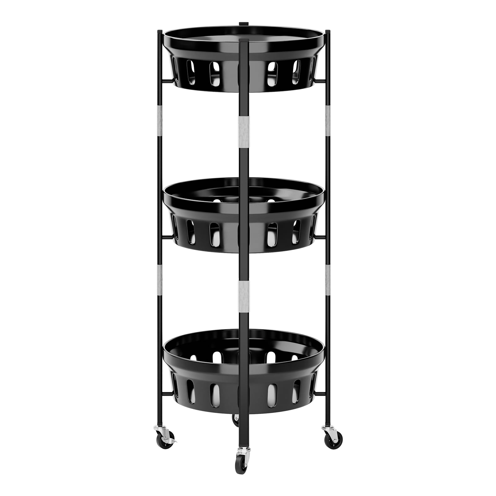 Sylvtty Foldable Kitchen Storage Rack with Universal Wheels, 3 Tiers ...