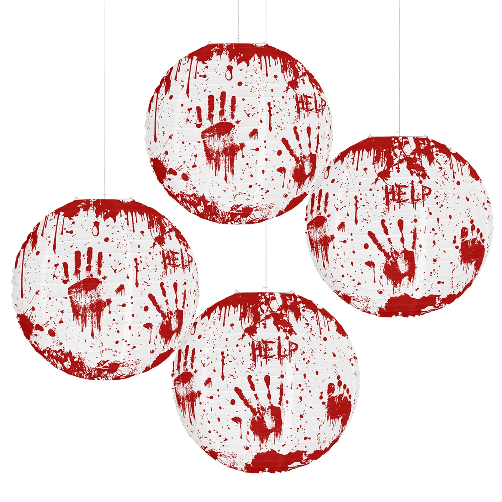 Sylvtty Halloween Blood Handprint Paper Lantern Spooky Hanging Round ...