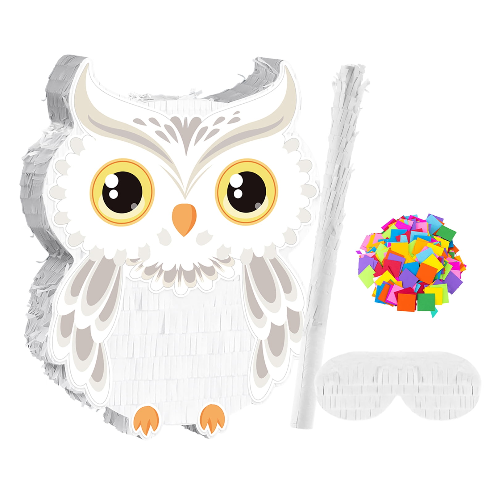 Sylvtty Owl Pinata with Stick Blindfold Confetti Small Owl Pull String ...