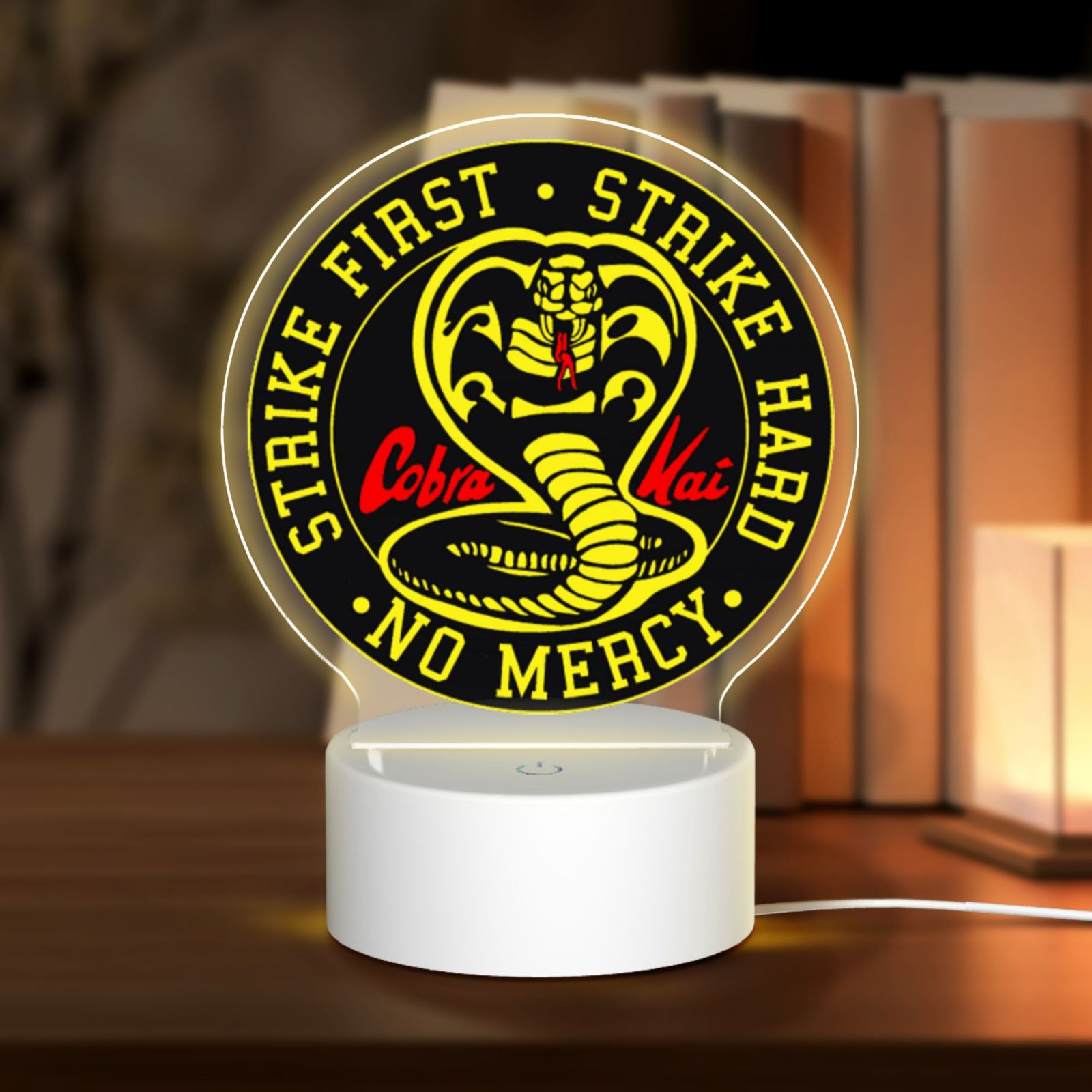 Symbol Cobra Kai Round Acrylic Night Light Adjustable 3 Light Modes ...