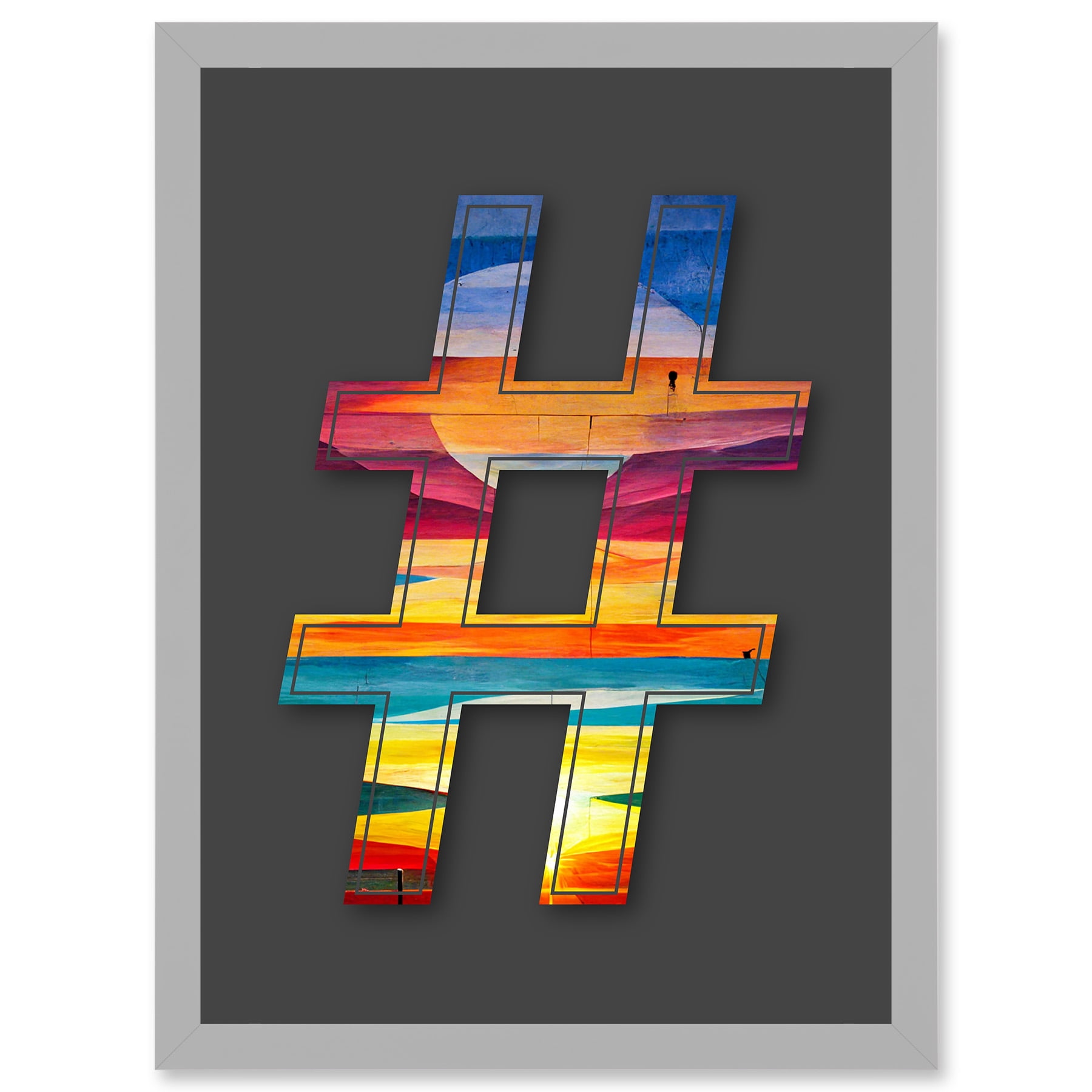 Symbol # Hashtag Pound Sign Alien Landscape Decorative Graffiti Mural ...