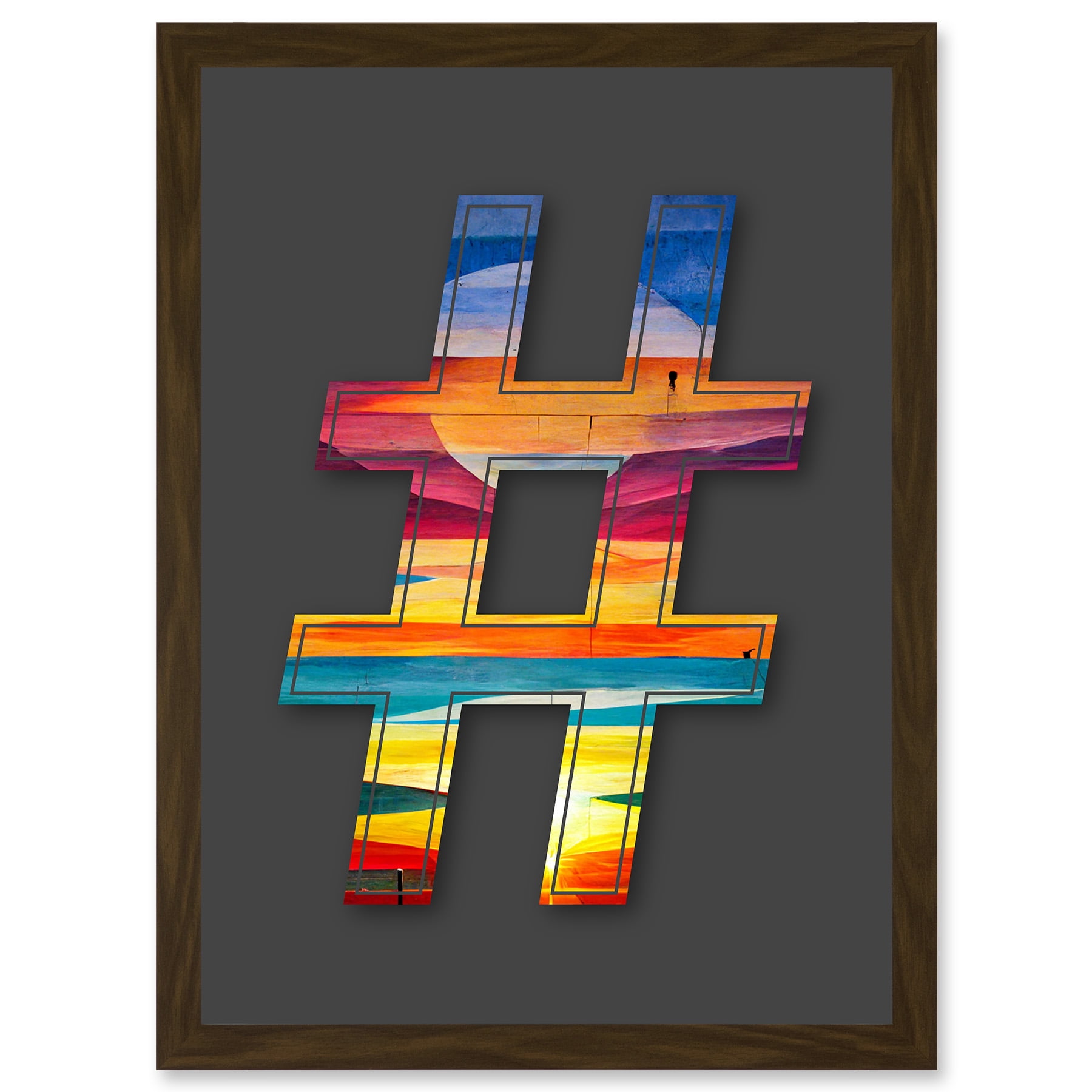 Symbol # Hashtag Pound Sign Alien Landscape Decorative Graffiti Mural ...