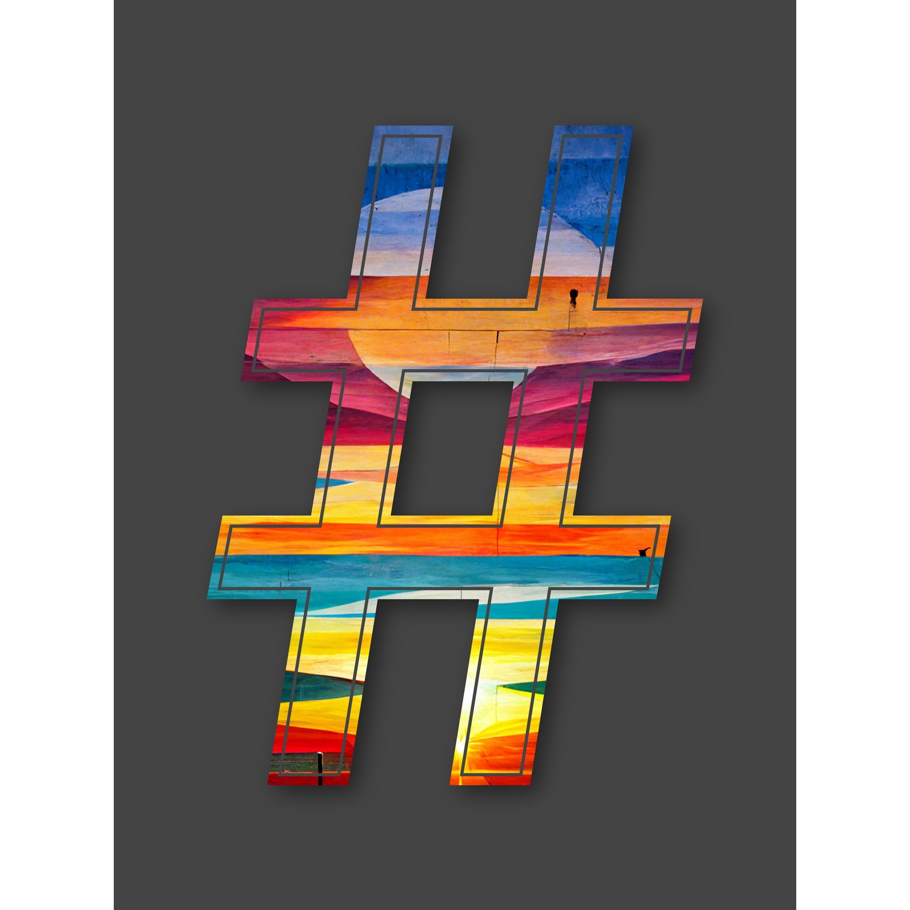 Symbol # Hashtag Pound Sign Alien Landscape Decorative Graffiti Mural ...